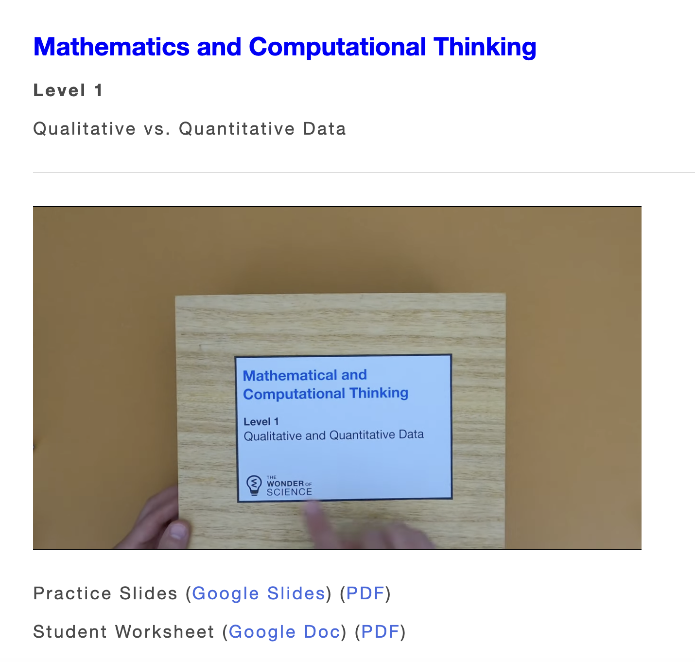 Mathematical And Computational Thinking Level 1 Qualitative Vs Quantitative Data — The Wonder